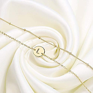 MONOZO Initial Charm Bracelets for Women, Dainty 14K Gold Filled R Letter Initial Bracelet Women Disc Monogram Bracelet Jewelry Gifts for Birthday Valentines Thanksgiving Christmas Anniversary