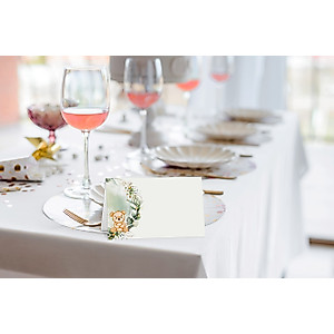 Place Cards for Greenery Bear Party, Editable Name Place Cards, Seating Place Cards for Tables, Tent Style Cards for Baby Shower, Birthday Party, Easy Folding, Pack of 25 Escort Cards(B02)