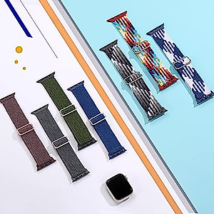 Getino 10 Pack Braided Stretchy Compatible with Apple Watch Band Women 38mm 40mm 41mm 42mm 44mm 45mm 46mm 49mm, Sport Nylon Elastic Solo Loop iWatch Strap Men for iWatch Ultra 2 SE Series 10 9 8 7 6 5