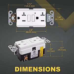 GFCI Outlet 20 Amp [3-Pack], Non-Tamper-Resistant GFI Duplex Receptacles with LED Indicator, Self-Test Ground Fault Circuit Interrupter, ETL Listed, White, 3 Piece