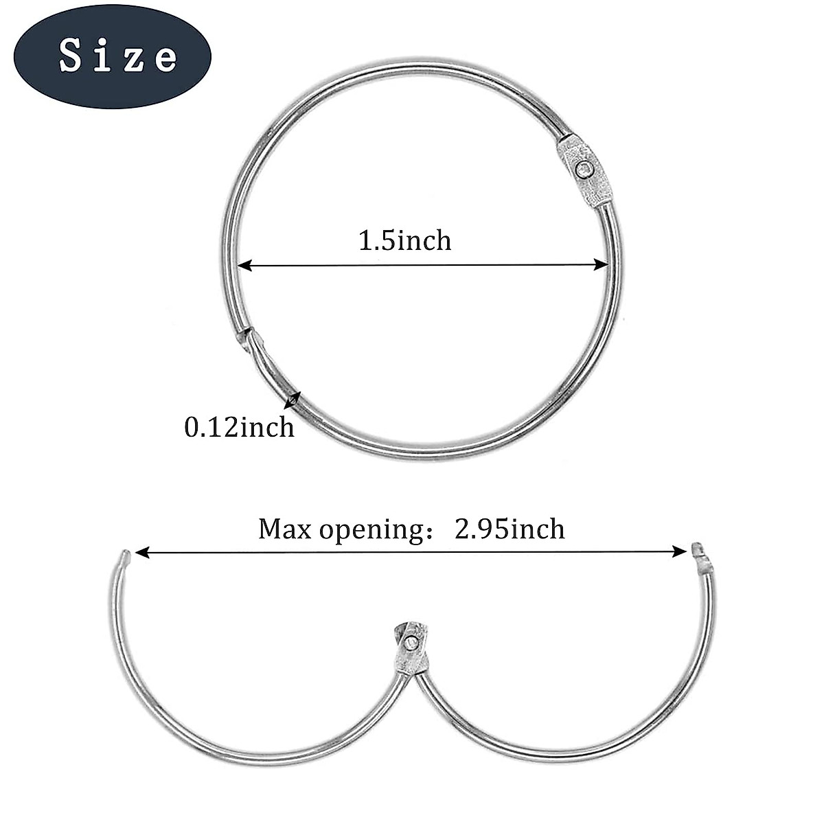 36pcs Shower Curtain Rings, 1.7" Rust-Proof Metal Round Shower Curtain Hooks for Curtains Rod, Changing Room, Windows, Home Decoration, Movable Clasp (Sliver)