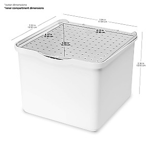 madesmart Small Stacking Lid Bin - White | STACK COLLECTION | Attached Clear Lid for Visibility | Multi-use Organizer | Non-slip Rubber Feet | - 79030