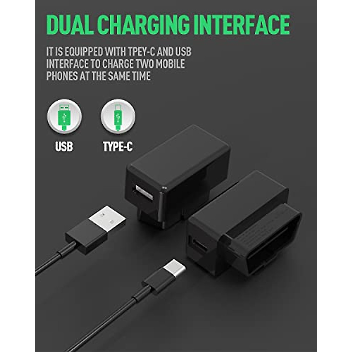 YONZEE Car Charger for Tesla Model 3/Y OBD Power Adapter, 43W Car Charger Cell Phone Fast Charging Dual Port OBD to USB-C Charging Port Car Charger OBD Adapter for Model 3/Y Car Accessories