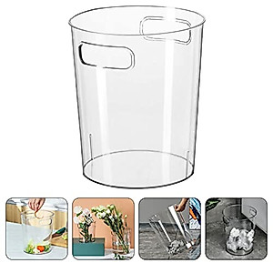 FOMIYES Clear Acrylic Trash Can Wastebasket Trash Bin with Handle Round Garbage Container Bin Small Plastic Wastebasket for Bathroom Bedroom Kitchen Home Office Dorm