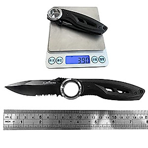 ALBATROSS Folding Pocket Knife for everyday use, 3" Blade, 4.5" Aluminum Handle, Liner Lock, Large Steel Ring Shaft, Orange Gift Box (BC)