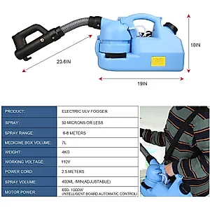 ATHLERIA 7L Electric ULV Fogger - Portable Ultra-Low Atomizer Sprayer - Spray Machine Suitable for Indoor and Outdoor Public 110V