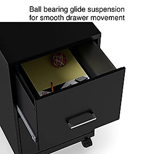 STAPLES 2-Drawer Vertical Locking File Cabinet (Black, Sold as 1 Each) – Holds Letter Size Documents, Measures 26.3" H x 14" W x 18" D, Secure Filing Cabinet with Included Key Lock