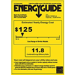 TCL 15W3E1-A Home Series Window Air Conditioner, 15,000 BTU, White