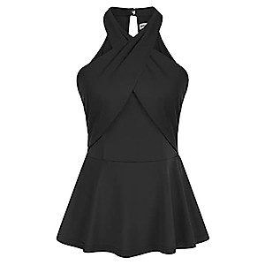 Halter Tops for Women Sleeveless Concert Tops for Women Slim Loose Fit Black