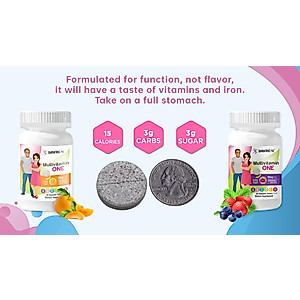 BariatricPal Multivitamin ONE 1 per Day! Bariatric Multivitamin Chewable with 45mg Iron - Mixed Berry (30 Count)