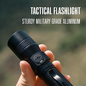Hayvenhurst LED Flashlight - EDC Flashlight - Tactical Flashlight - 3 in 1 Lightweight, Compact and Rechargeable Pocket Flashlight with Lavish Black Body for Emergency Power Outage