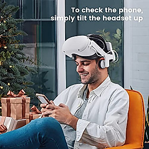 Lampelc Head Strap with 8000mah Battery Pack and Headphone for Oculus/Meta Quest 2, Comfort Audio Elite Strap VR Headstrap Replacement Accessories for Enhanced Sound Effects, Playtime