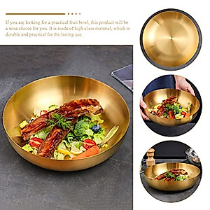Hemoton Stainless Steel Mixing Bowl 9.4inch Japanese Ramen Noodle Bowl Gold Metal Soup Bowl Salad Serving Bowl for Fruit Udon Soba Pho Asian Noodles
