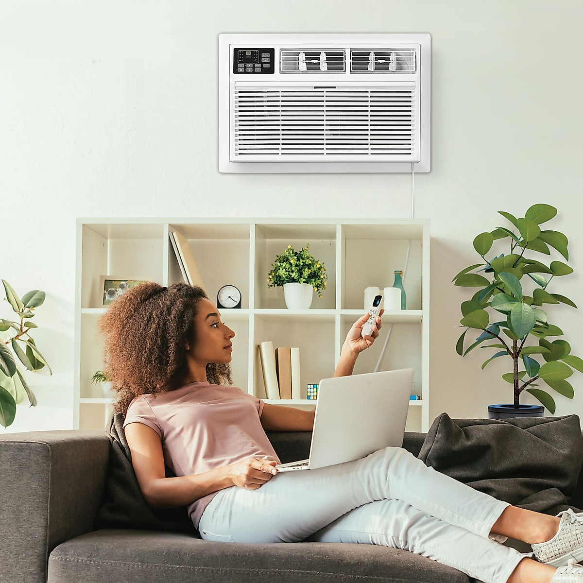Whirlpool 14,000 BTU Through the Wall Air Conditioner, 230V, Cools up to 700 Sq. Ft for Living Room, Bedroom, Kitchen, Apartment, with Dehumidifier, Remote Control, Digital Display, 24H Timer, White