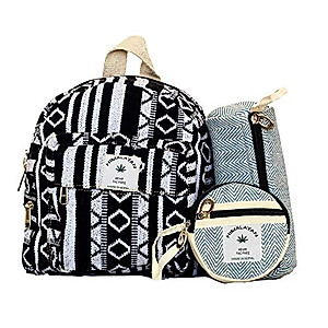 Generic Set Of Mini Backpack Pen case Coin Purse Hemp University Light Weight Backpack For Girl Black and White Small Small Backack