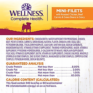 Wellness Petite Entrées Mini-Filets with Roasted Chicken, Beef, Carrots & Green Beans in Gravy, 3-Ounce Cup (Pack of 24)