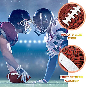 Jerify Composite Leather Footballs Official Size Composite Leather Balls Leather Inflatable Footballs with Pump Indoor Outdoor Footballs Bulk for Training and Recreational Play(6 Pcs)