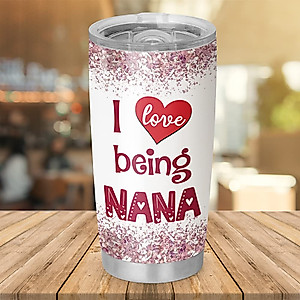 Custom Gnome I Love Being A Nana, Mimi, Grandma Personalized Tumbler Cup with Grandkids Names, Gift For Grandmother, Granny, Grammy Birthday Gifts 20oz Insulated Coffee/Tea Tumbler with Lid (Style 6)