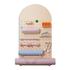 Strong Bearing Capacity Yoga Mat Holder, Wall Mounted Heavy Duty Yoga Accessories, Yoga Strap Resistance Bands Gym Equipment, Fitness Enthusiast (Color : Oak Color)