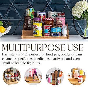 Bellemain 3-Tier Spice Rack | Bamboo Spice Rack Organizer for Cabinet, Spice Shelf Riser, Seasoning Organizer | Can Rack, Canned Food Organizer for Pantry | Medicine Storage, Cupboard Organizer