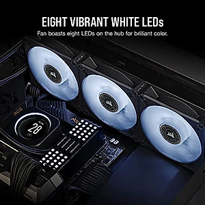 CORSAIR ML120 LED Elite, 120mm Magnetic Levitation White LED Fan with AirGuide, Single Pack, Black