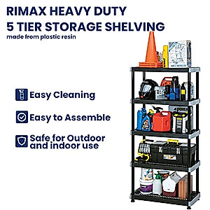 Rimax 9494 5 Shelf Storage Rack, Black