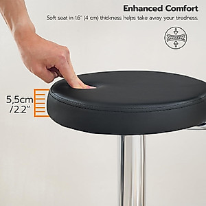 HOOBRO Height Adjustable Rolling Stool, 360° Rotating Drafting Chair, Multi-Purpose Office Desk Chair, Rolling Swivel Salon Stool Chair, for Barber Shop, Nail Salon, Office, Black SB01BY01