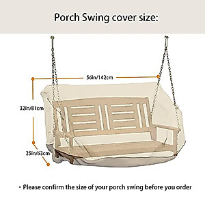 boyspringg Hanging Swing Cover Patio Hammock Glider Cover Porch Swing Canopy Replacement Cover Patio Furniture Cover for Garden Courtyard 56”Lx32”Wx25”H