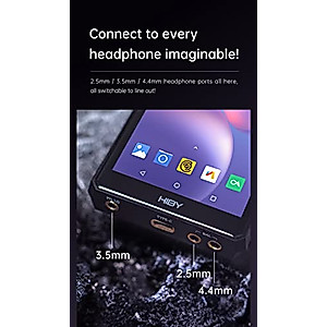 HiBy R5 Gen 2 Hi Res Audio Player Android Mp3 Mp4 Player with Class A Headphone Amplifier High Impedance Low Heat Generation Black