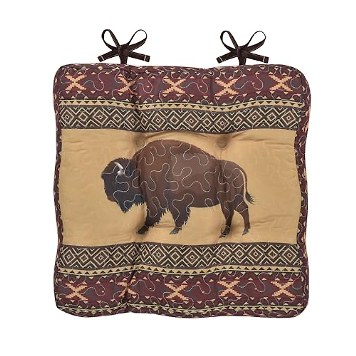 DeLeon Collections Ranch on Yellowstone Seat Cushion, 18" x 18", Yellow/Brown/Red/Black