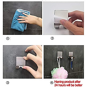 Razor Holder for Shower 8 Packs, Stainless Steel Waterproof Razor Hooks for Shower, No Drilling Heavy Duty Self Adhesive Shaver Hanger, Easy Assembly, for Kitchen Bathroom (Silver)