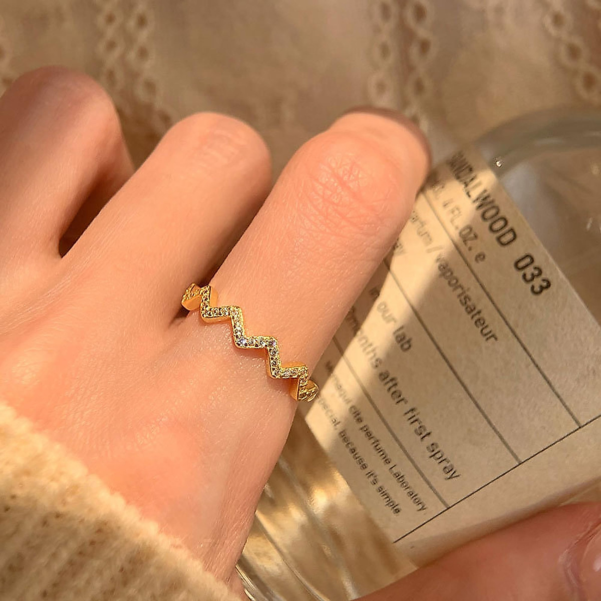 LOVECOM 925 Sterling Silver Wave Rings with Zircon, To My Love Highs and Lows Wave Stacking Ring Specific Inspirational Ring Encouragement Gift for Women Friends