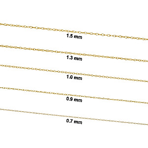 Kooljewelry 14k Yellow Gold Rope Chain Pendant Necklace (1 mm, 18 inch)