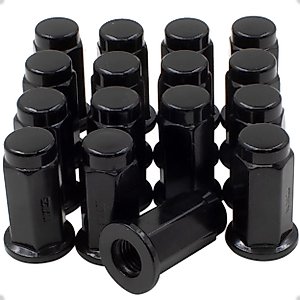 Wheel Accessories Parts Set of 16 Black 10x1.25 Flat Seat ATV & UTV Lug Nuts 14mm Hex - Fits Honda, Suzuki, Arctic Cat, KTM, Yamaha, Can Am, Polaris and Can Am Commander UTV w/Flat Seat Rims
