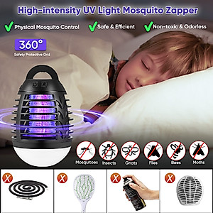 PRODCA Bug Zapper for Indoor & Outdoor, Rechargeable Mosquito Trap, Electric Mosquito Zapper, Fly Zapper for Home, Patio, Backyard, Camping (Black)