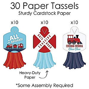 Big Dot of Happiness Railroad Party Crossing - 90 Chain Links and 30 Paper Tassels Decoration Kit - Steam Train Birthday Party or Baby Shower Paper Chains Garland - 21 feet
