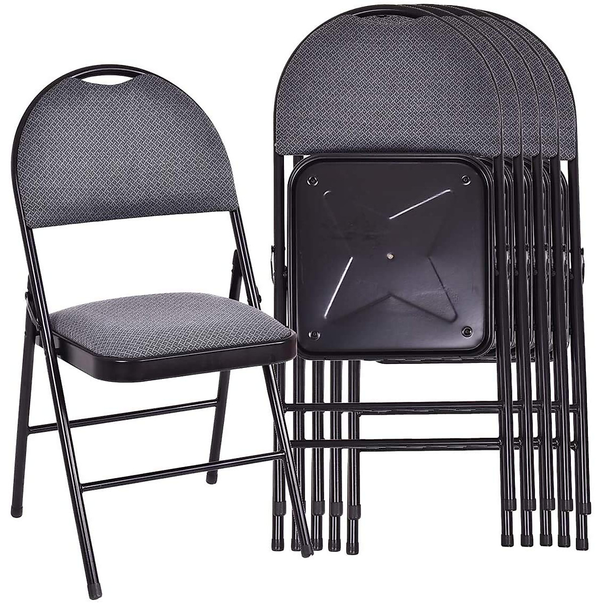 ReunionG 6 PCS Folding Chair, 6-Pack Portable Chairs with Upholstered Padded Seat and Back, Metal Frame Home Office Chairs (6 PCS)