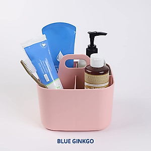 BLUE GINKGO Multipurpose Caddy Organizer - Stackable Plastic Caddy with Handle | Desk, Makeup, Dorm Caddy, Classroom Art Organizers (Made in Korea) - Pink