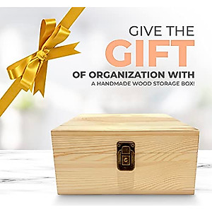 Swag Gear Wooden Keepsake Box with Lock and Storage Compartments Locking Wood boxes for Keepsakes Jewelry Knick Knacks Art Supplies (Natural)