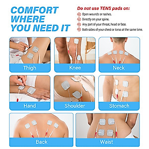LotFancy TENS Unit Electrode Pads 2”x2”, 20 Pcs TENS Replacement Pads for Electrotherapy, Self-Adhesive TENS Pads for EMS Muscle Stimulation Machine, Reusable, Latex-Free
