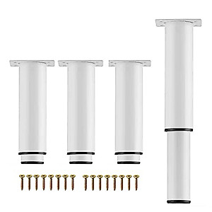 Metal Adjustable Height Furniture Legs 4.7-8 inch, Heavy Duty Support Legs for Furniture Set of 4,Sofa Cabinet Legs,Adjustable Height Replacement Support Leg for Furniture/Bed/Cabinet/TV Stand(white)