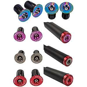 1 Pair Aluminum Bike Handlebar End Plugs, Expanding Locking Bar End Caps for Road Bike Mountain Bike MTB BMX Fixie, Bar End for Handlebar Grip (Rainbow)
