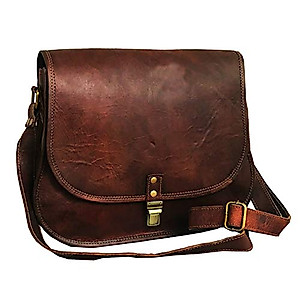 cuero 14 Inch Leather Crossbody Satchel Ladies Purse Women Shoulder Bag Tote Travel Purse Genuine Leather (brown)