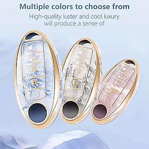 for Nissan Key Fob Cover Car Key Case Shell with Keychain fit Nissan Altima Maxima Murano Rogue Sentra 370z Pathfinder (Pink-5)