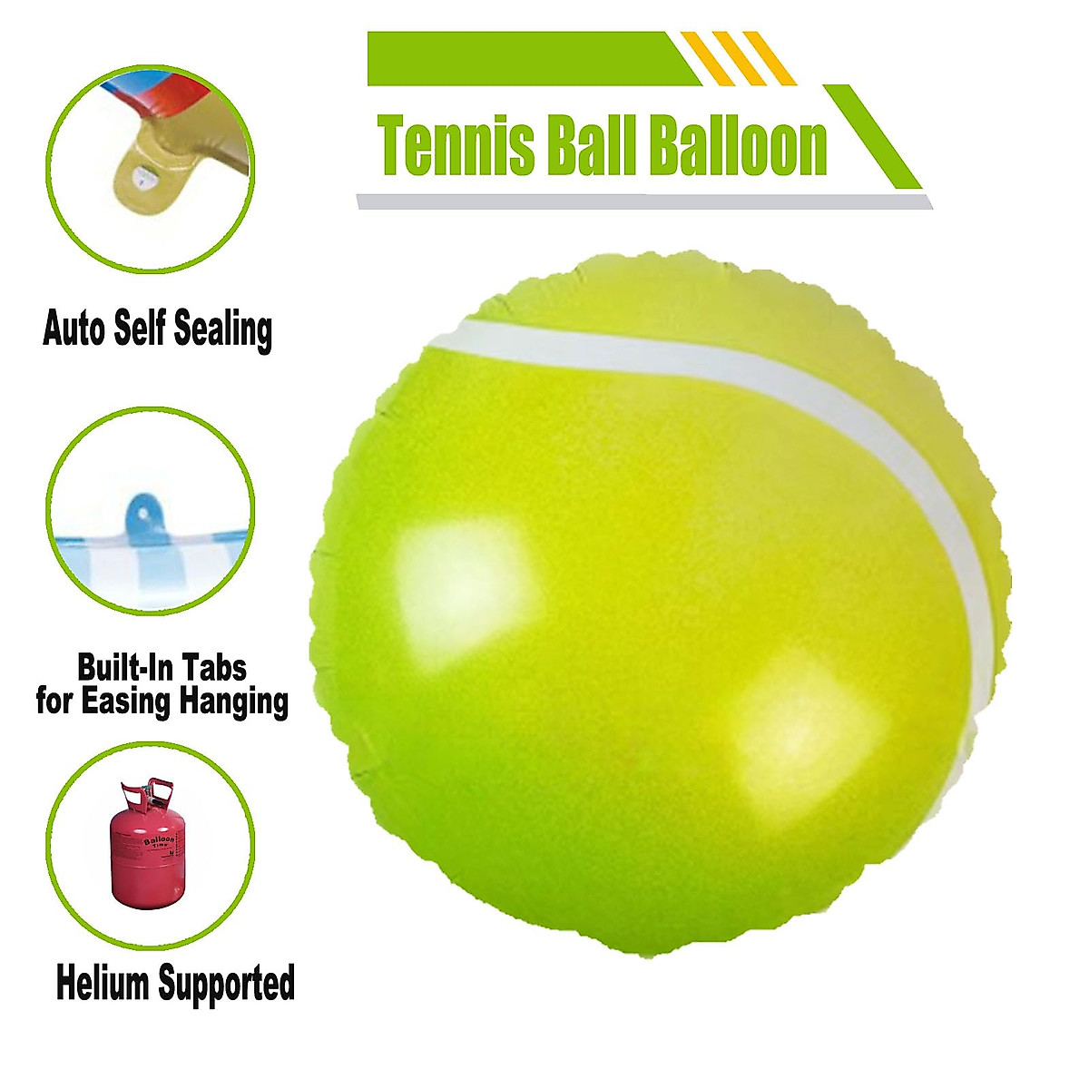 Tennis Ball Balloon Pack of 5 Tennis Balloon Tennis Themed Birthday Party Supplies Tennis Sports Cutouts Party Supplies Sports Birthday Party Decorations Tennis Baby Shower home office decor