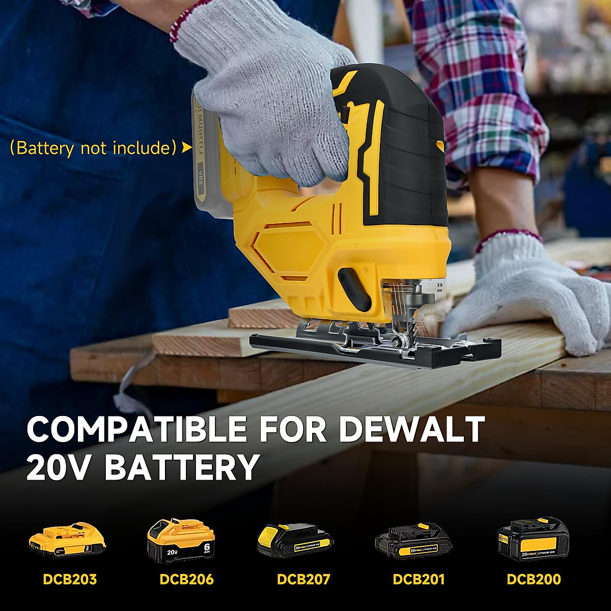 Cordless Jig Saw for DeWalt 20V Battery, 0°-45° Bevel Cuts, Brushless Jigsaw Tool, 3-Position Orbital for Wood/Metal/PVC Cutting