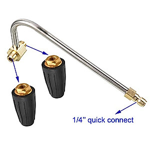 Tool Daily Gutter Cleaner Attachment for Pressure Washer, 2 Rotating Turbo Nozzle, 1/4 Inch Quick Connect, 3300 PSI