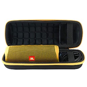 co2CREA Hard Travel Case Replacement for JBL Flip 6 FLIP 5 Waterproof Portable Bluetooth Speaker (Black Case + Yellow Zipper)