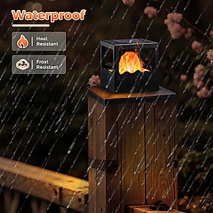 Viewsun 12 Pack Solar Flame Post Lights, Solar Powered Fence Post Cap Lights, High Brightness Flickering Flame SMD LED Lighting for Halloween, Fits 4x4, 5x5 or 6x6 Wooden Posts, for Yard Deck or Patio