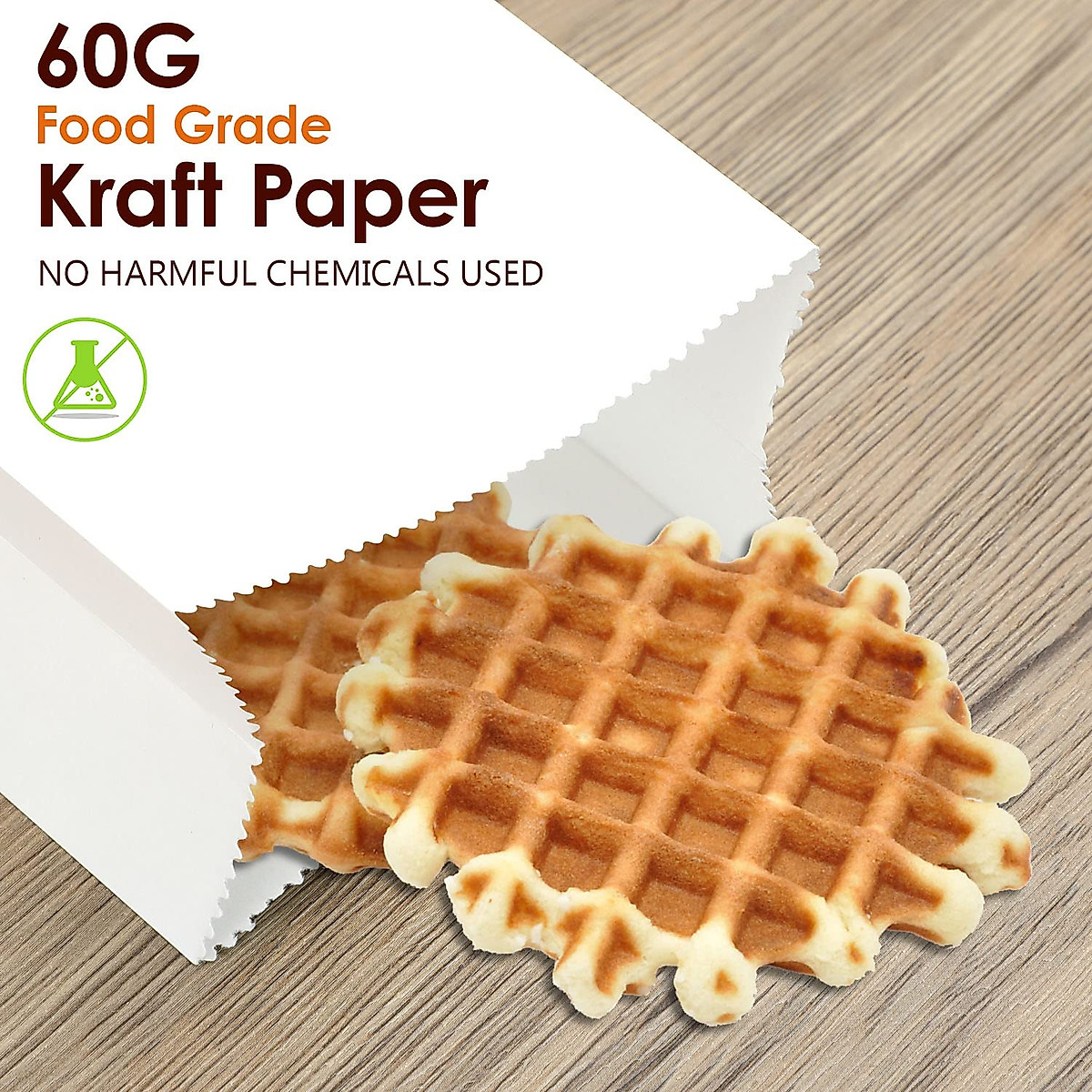 Kslong 100PCS Mini White Paper Bags, Small Paper Treat Bags l LB, Kraft Paper Sandwich Cookies Bags Bulk for Candy, Snack, Popcorn, Lunch, Party Favor, Thank You Gift Packaging 3.5x2.2x6.7 Inch